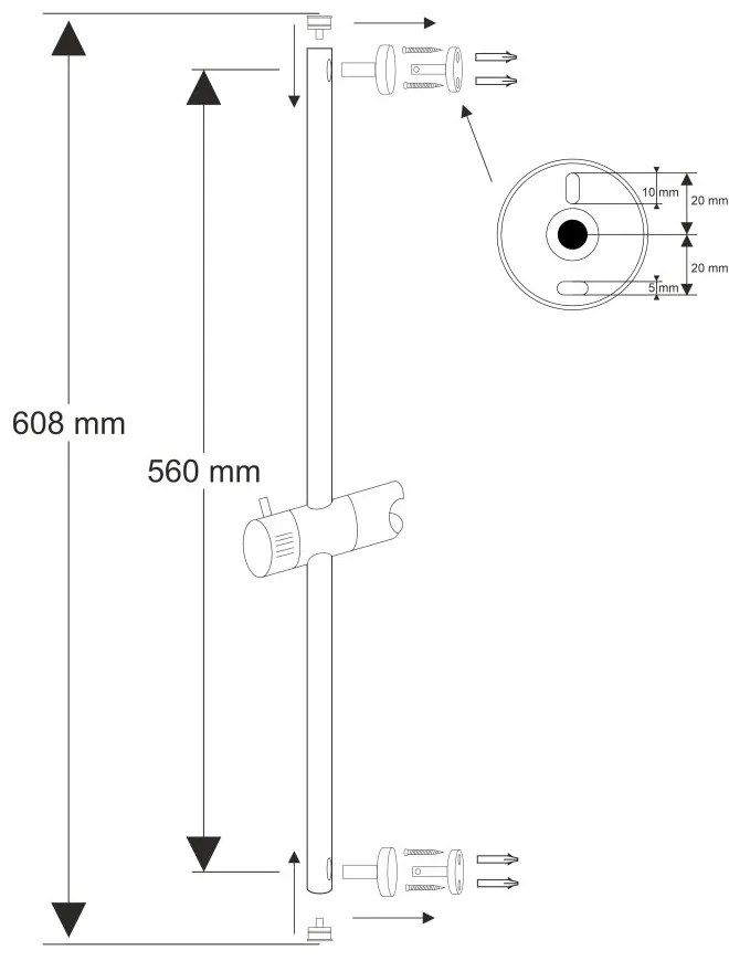 Mereo posuvný držák sprchy 600 mm nerez chrom CB910A