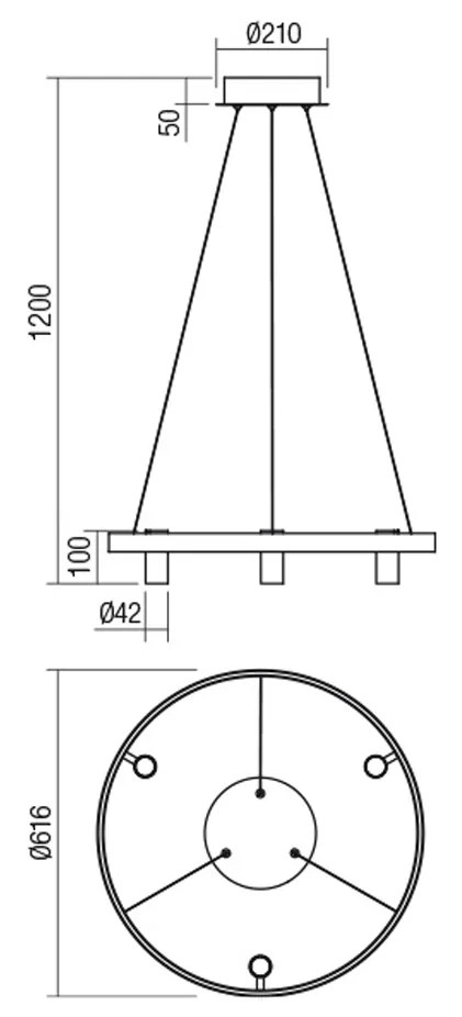 Redo 01-2490 závěsné LED svítidlo Summit kartáčovaná zlatá, 25+13W, 3000K, ø61cm