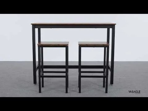 Barový stůl, stabilní vysoký barový pult 120x60x90 cm, hnědo-černý
