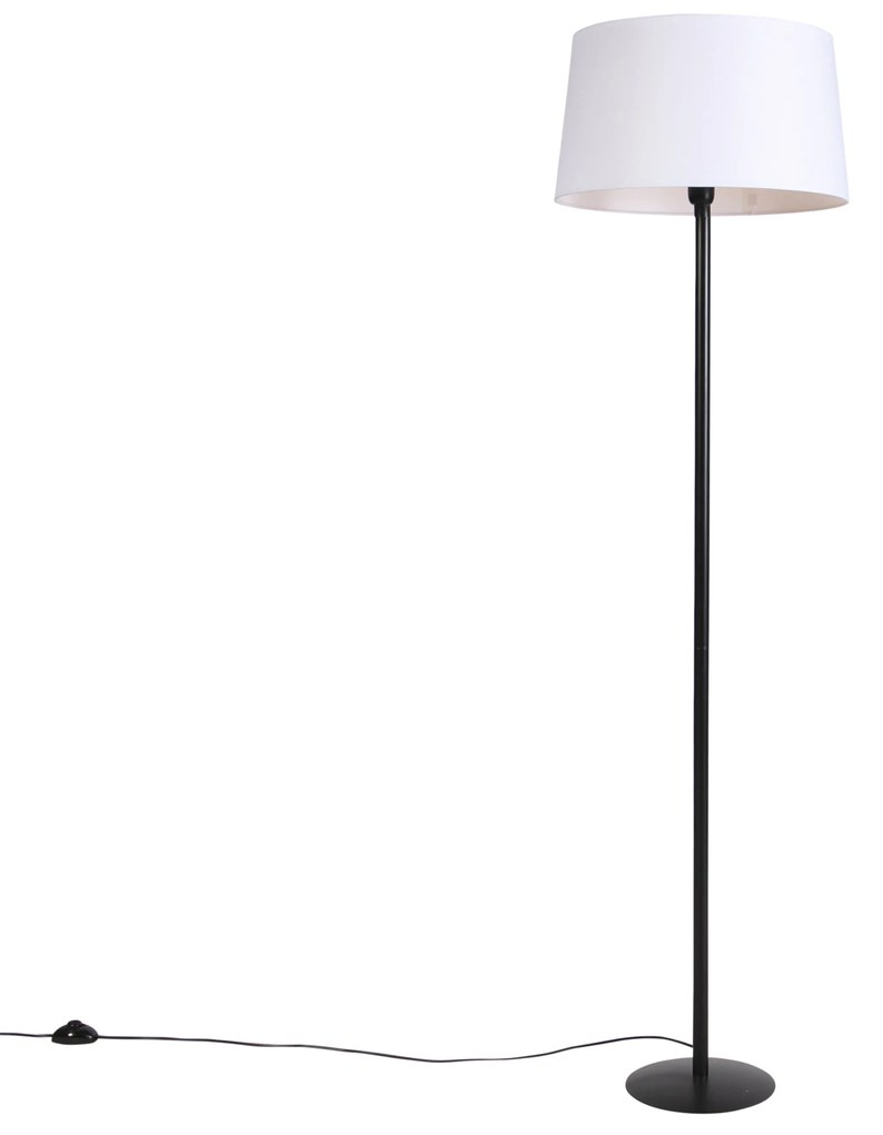 Černá stojací lampa s lněným odstínem bílá 45 cm - Simplo