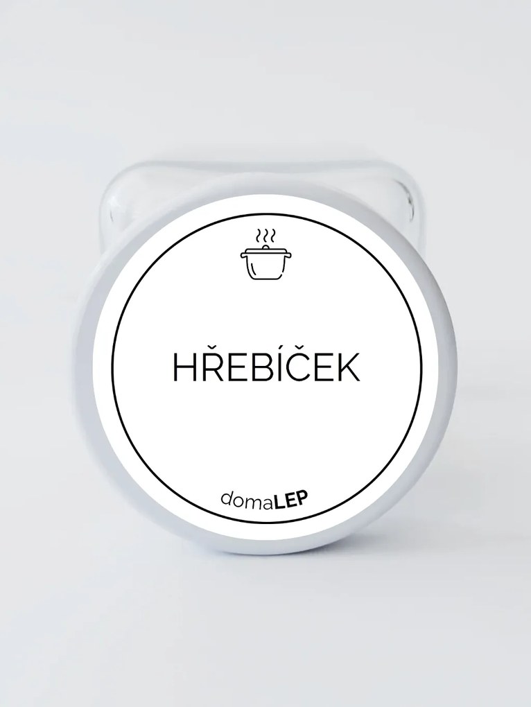 Samolepka na kořenky HŘEBÍČEK bílá 5 cm základní písmo