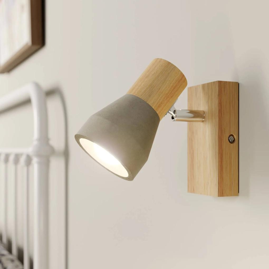 Lindby Filiz reflektor, 1 světlo, výška 12 cm, dřevo, beton