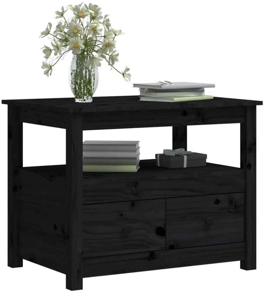 Konferenční stolek černý 71 x 49 x 55 cm masivní borové dřevo - Default Title