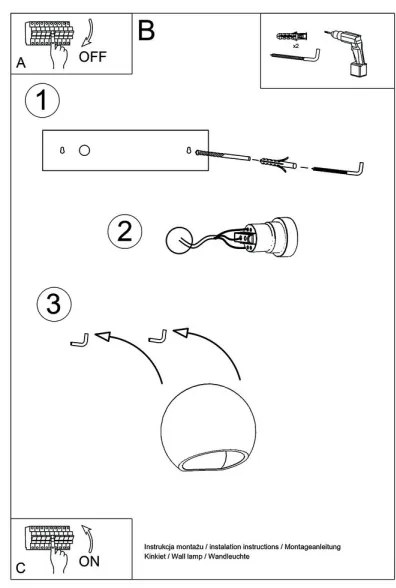 Sollux SL.1026 - Nástěnné svítidlo GLOBE 1xE27/60W/230V lesklá bílá