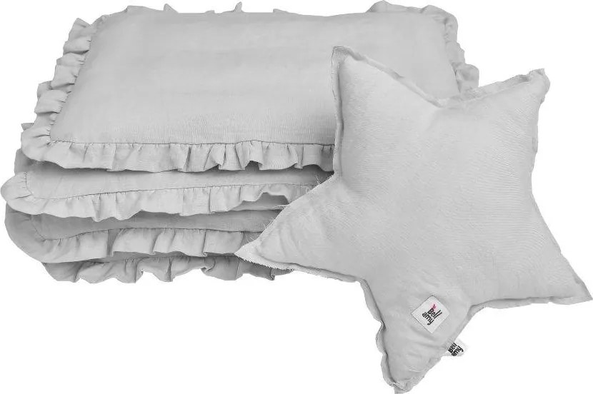 Bellamy Lněný set přikrývky a polštáře do postýlky s výplní STONE GRAY, vel. S