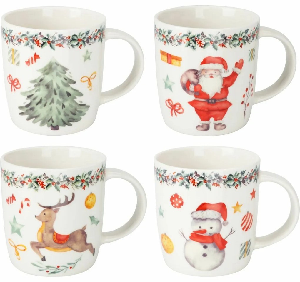 Sada 4 porcelánových hrnků North Pole 370 ml