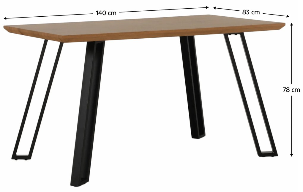 Jídelní stůl PEDAL 140x80 cm, fólie dub, kov černý