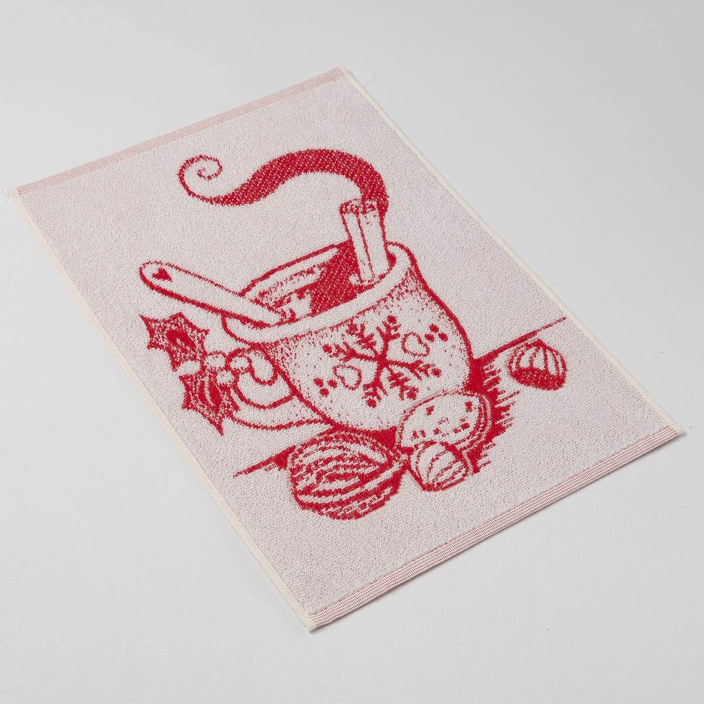 Kuchyňský ručník Veba ZARA Hrneček zimní pohody červenobílá Velikost: 35x50 cm