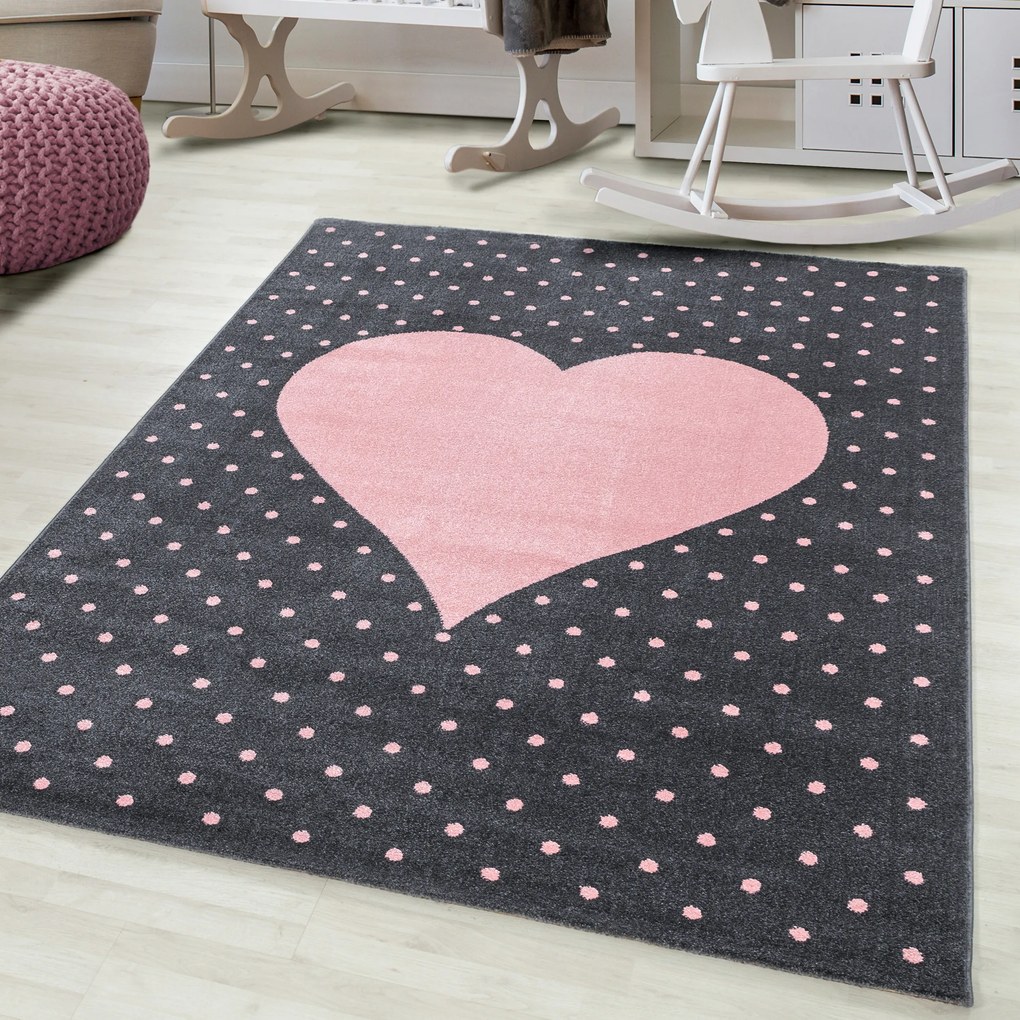 Ayyildiz, Dětský kusový koberec Bambi 830 pink, 80x150, růžová, šedá, dětský pokoj