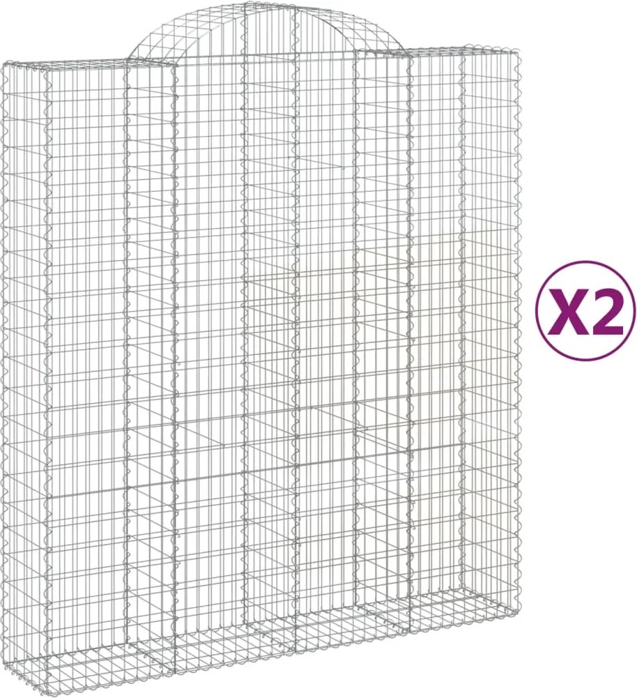 Klenuté gabionové koše 2 ks 200x50x220/240cm pozinkované železo 3146446