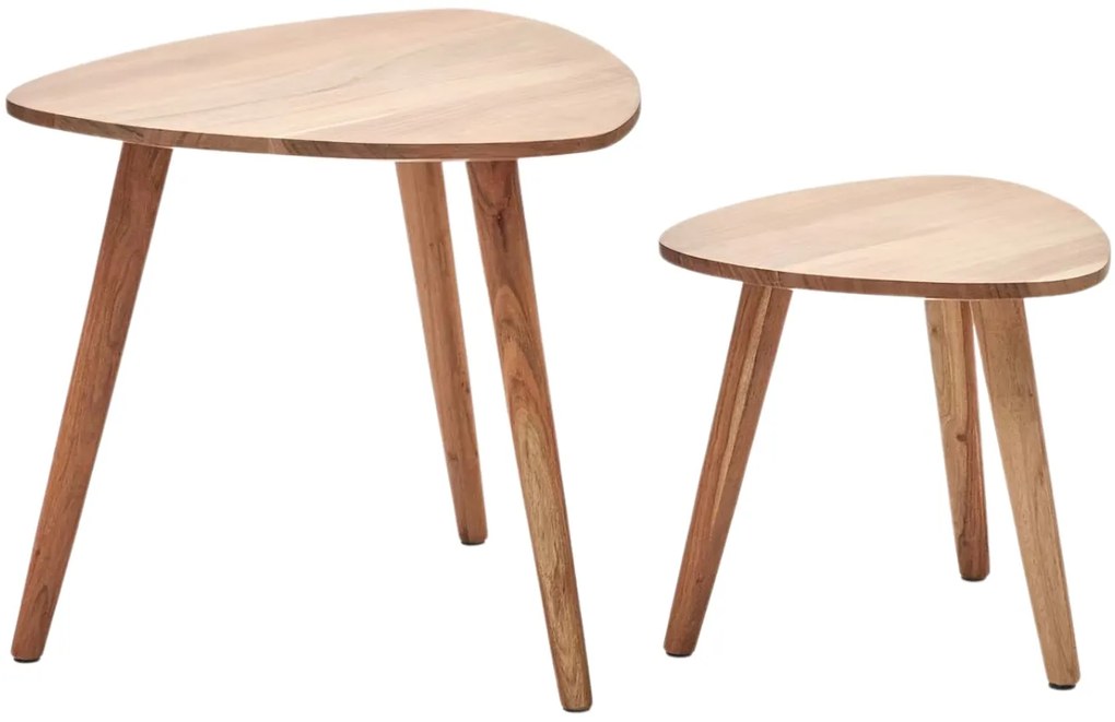 Set dvou dřevěných odkládacích stolků Kave Home Eluana 42,5/60 cm