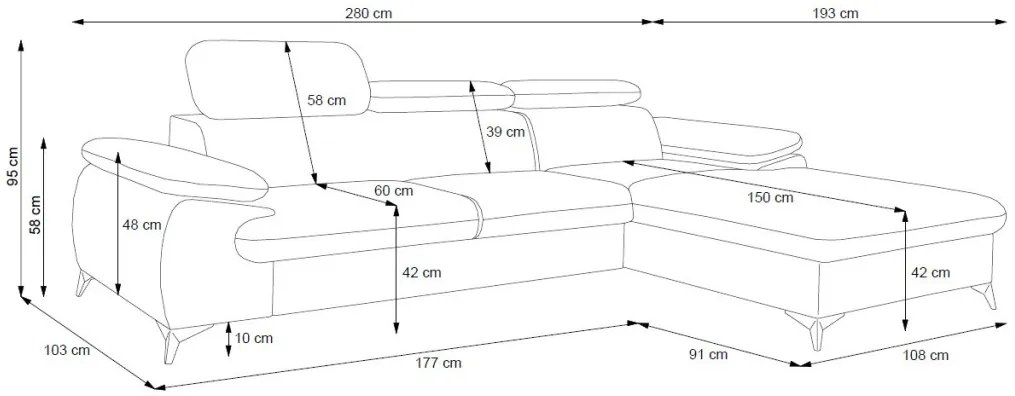 Rohová sedací souprava Scala, béžová látka, pravý roh