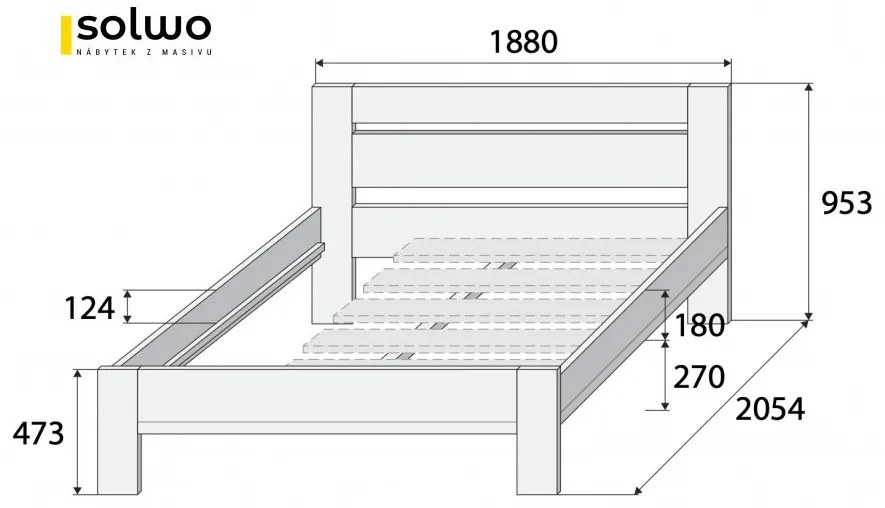 Masivní postel ANGELIKA - Solwo Design Dřevo a odstín oleje: BUK Cink - Olej odstín BO103, Rozměr spací plochy: 180x200