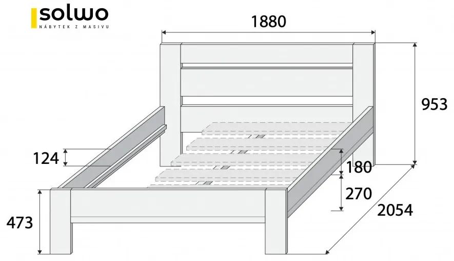 Masivní postel ANGELIKA - Solwo Design Dřevo a odstín oleje: BUK Cink - Olej odstín BO105, Rozměr spací plochy: 140x200