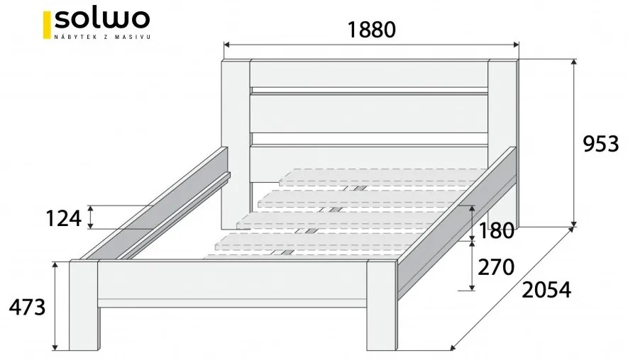 Masivní postel ANGELIKA - Solwo Design Dřevo a odstín oleje: BUK Cink - Olej odstín BO105, Rozměr spací plochy: 240x200