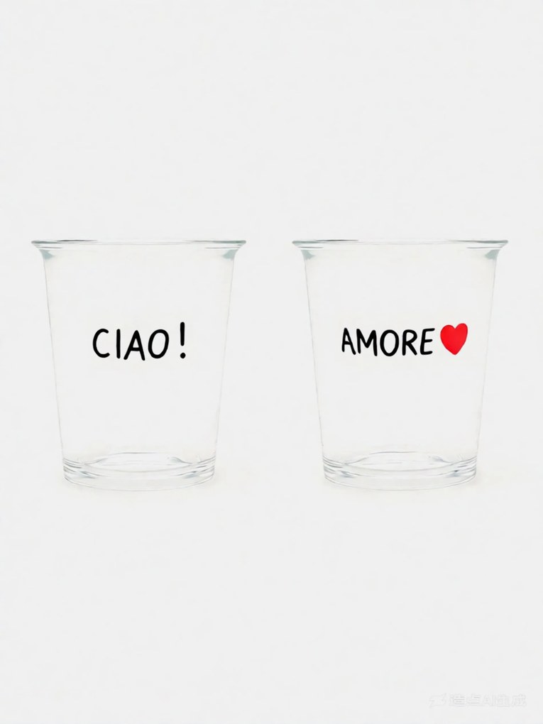 Sinsay - Sklenice s nápisy CIAO! a AMORE 2 pack - černá