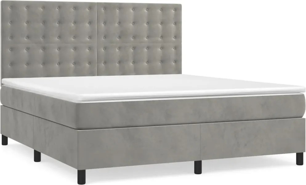 Box spring postel s matrací světle šedá 180x200 cm samet 3143277