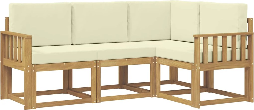 Venkovní pohovková souprava 4 ks Bílá a krémová 3387554