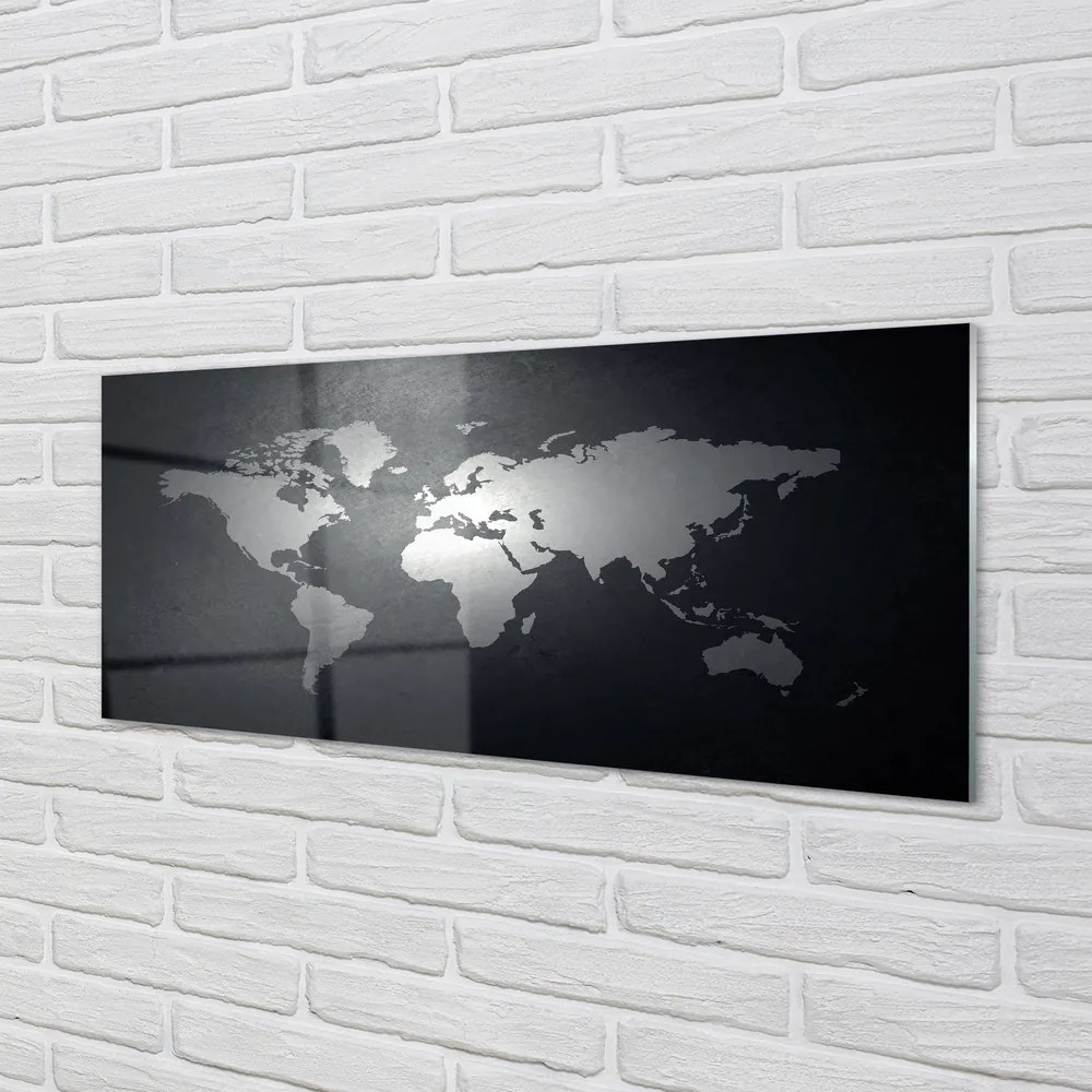 akrylový obraz Černém pozadí White mapa 120x60 cm