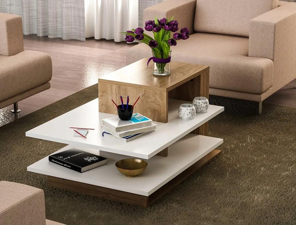 Casarredo - Komfort nábytek Konferenční stolek KNOB bílá/ořech