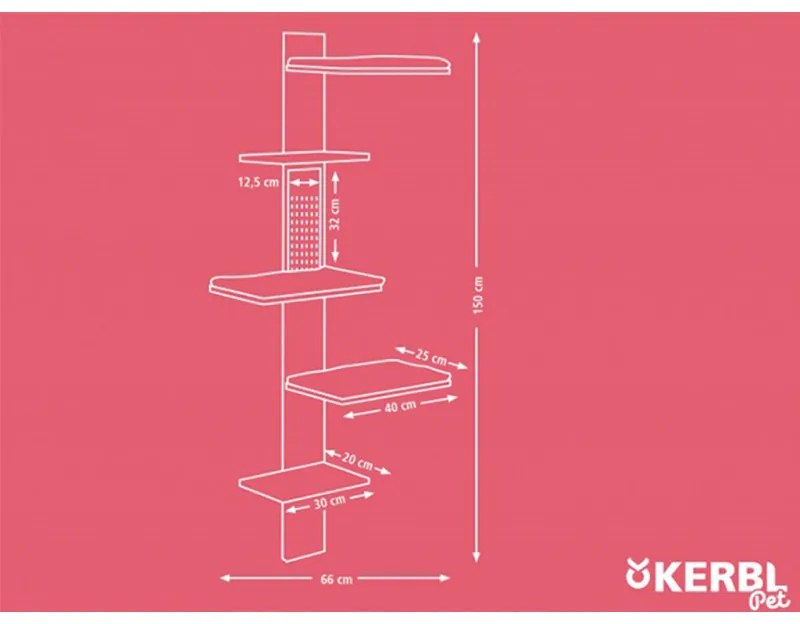 Kerbl Škrabadlo pro kočky TIMBER - kočičí strom na zeď 150 cm 0453-XG