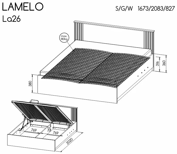 Dolmar Manželská postel Lamelo LA26