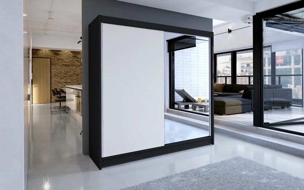 ADRK Furniture Posuvná skříň s zrcadlem VIKI 180 ADRK-SW-VIK-BW-180