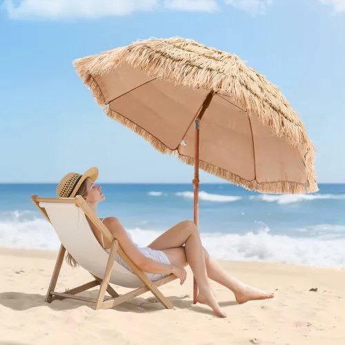 Tiki slunečník, 1,8 m doškový slunečník na terasu s náklonem VEVOR