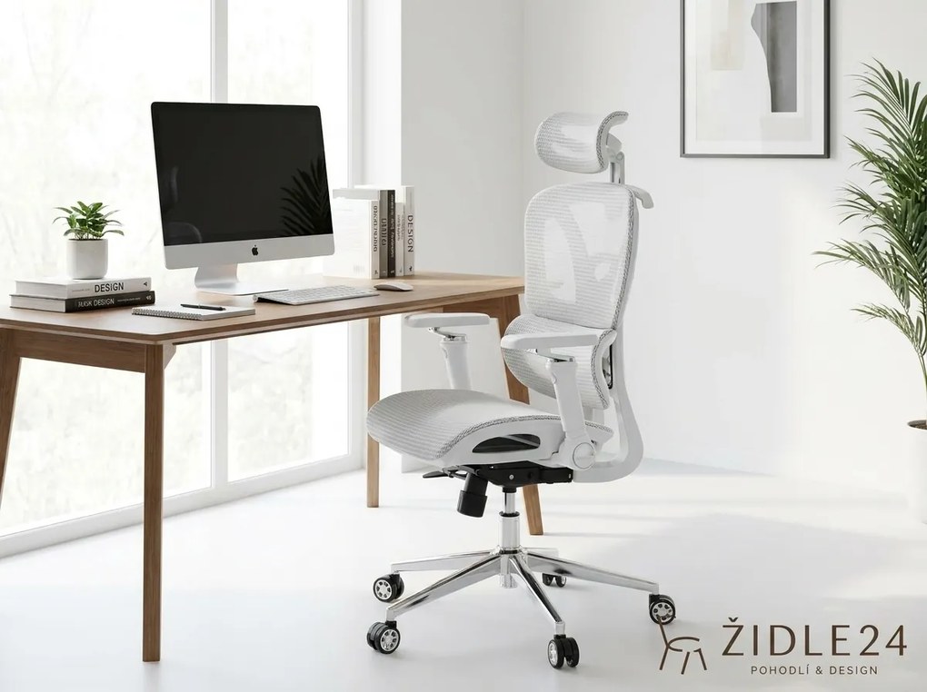 Ergonomická kancelářská židle FORCE - šedá síťovina