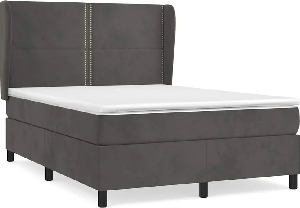 Box spring postel s matrací tmavě šedá 140x200 cm samet 3129154