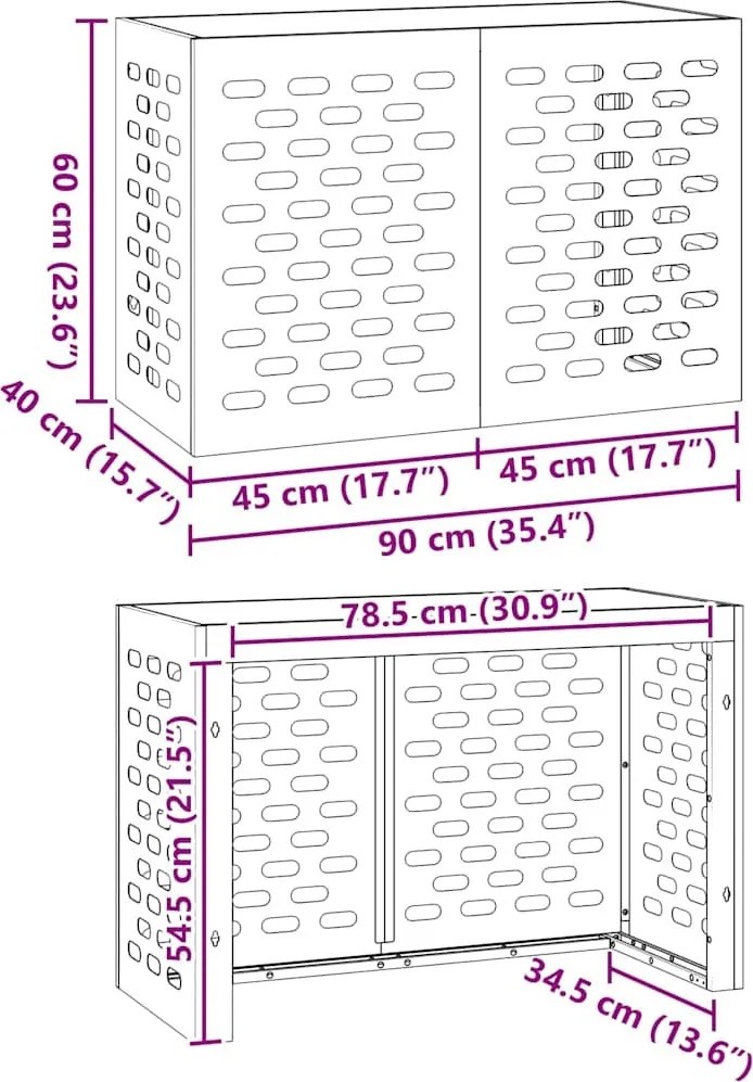 vidaXL Ochrana klimatizace Rezavá 90 x 40 x 60 cm [865896]