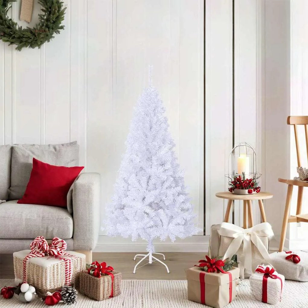Umělý vánoční stromek s hustými větvemi bílý 150 cm PVC 321038