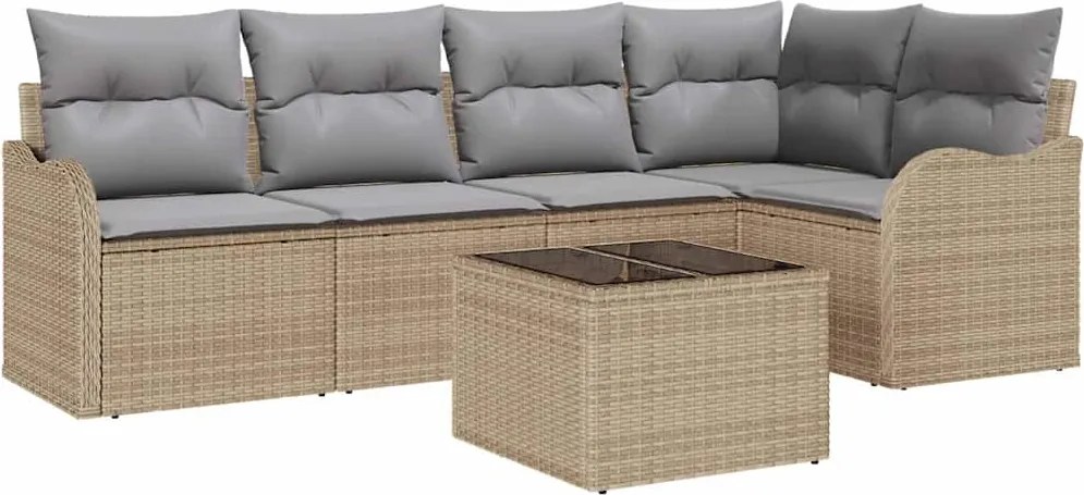 Sada zahradních pohovek 6 ks Béžová polyratan 3354379