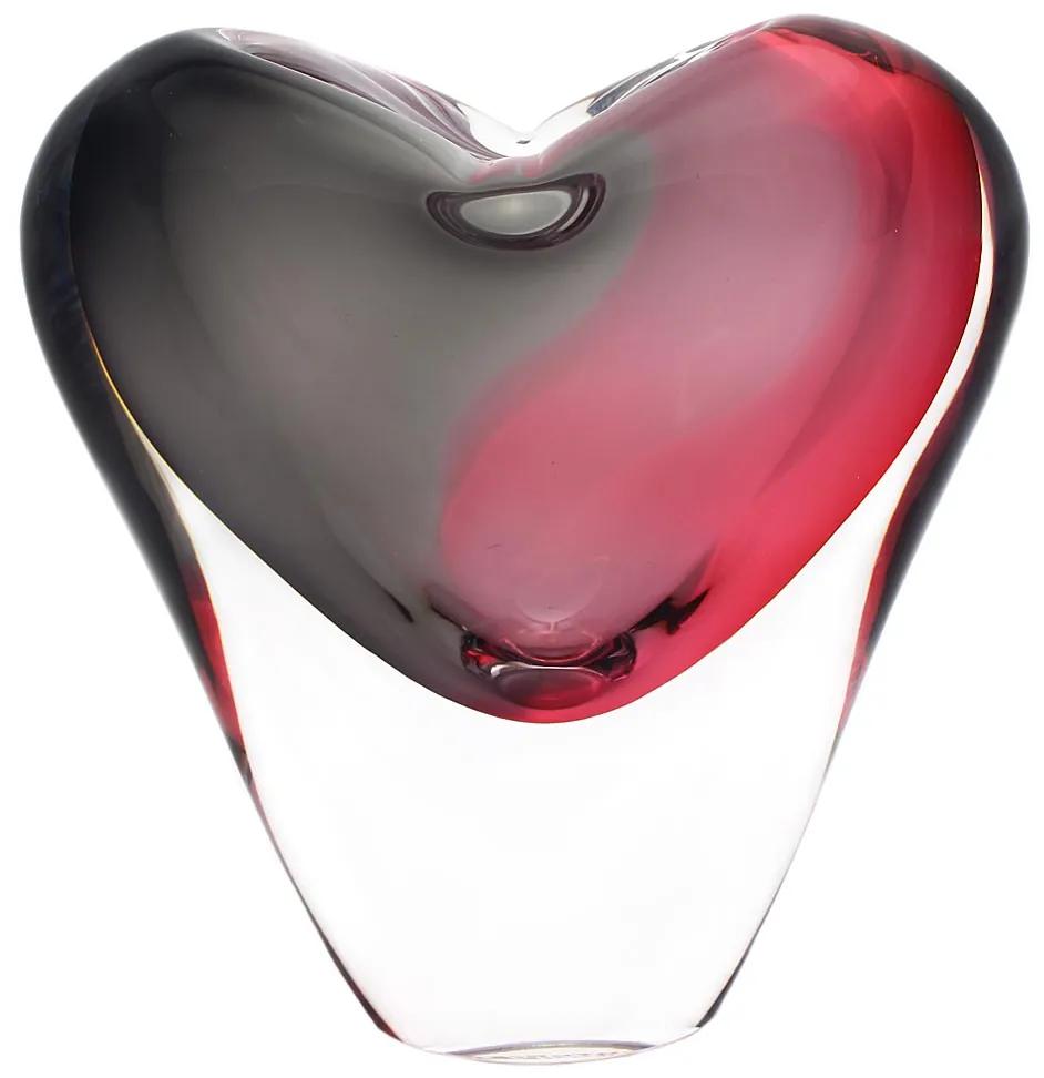 Artcristal Bohemia Skleněná váza 08, 12 cm, LOVE - růžová a kouřově černá