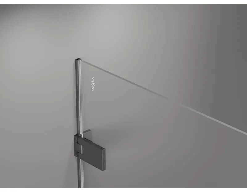 Mexen Lunar-F L, sklápěcí sprchový kout levý 70 x 70 cm, 8mm čiré sklo, pistolově šedý kartáčovaný - 836L-070-070-66-00-L