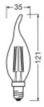 LED žárovka E14 OSRAM Filament 3,4 (40W) teplá bílá (2700K) stmívatelná svíčka plamínek