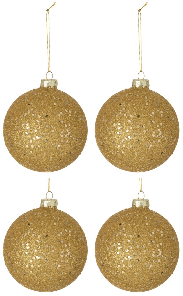 4ks zlaté vánoční koule  Baubles stars  – Ø 12cm