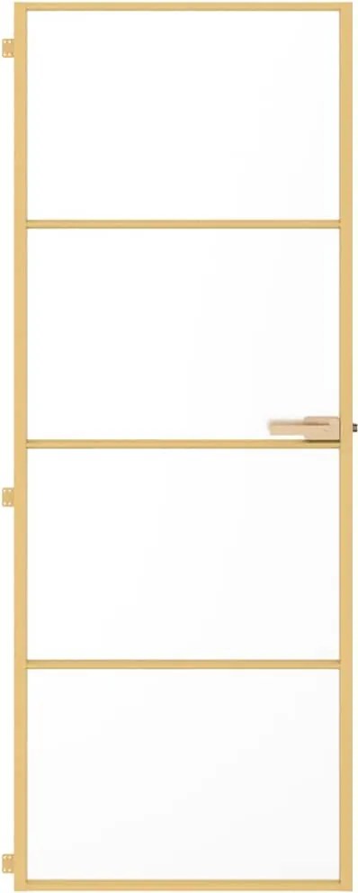 Interiérové dveře úzké zlaté 76x201,5 cm tvrzené sklo a hliník 155136