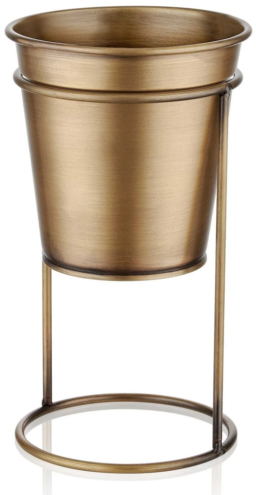 KALUNE DESIGN kulatý kovový květináč LAOS bronzový 742TMA6912
