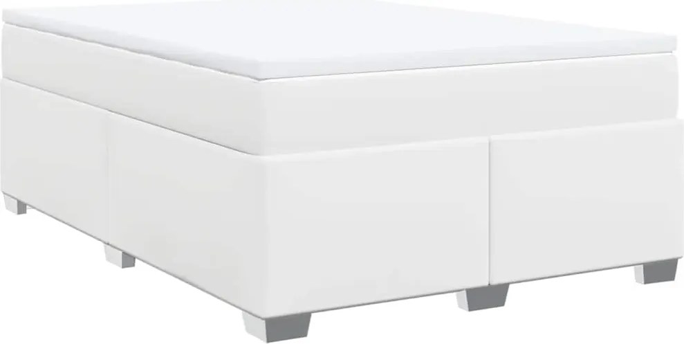 Box spring postel s matrací bílá 160x200 cm umělá kůže 3285218