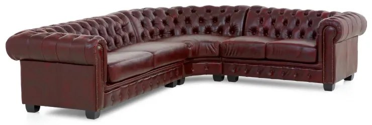 Massive home | Rohová sedací souprava Chesterfield z pravé kůže - červená