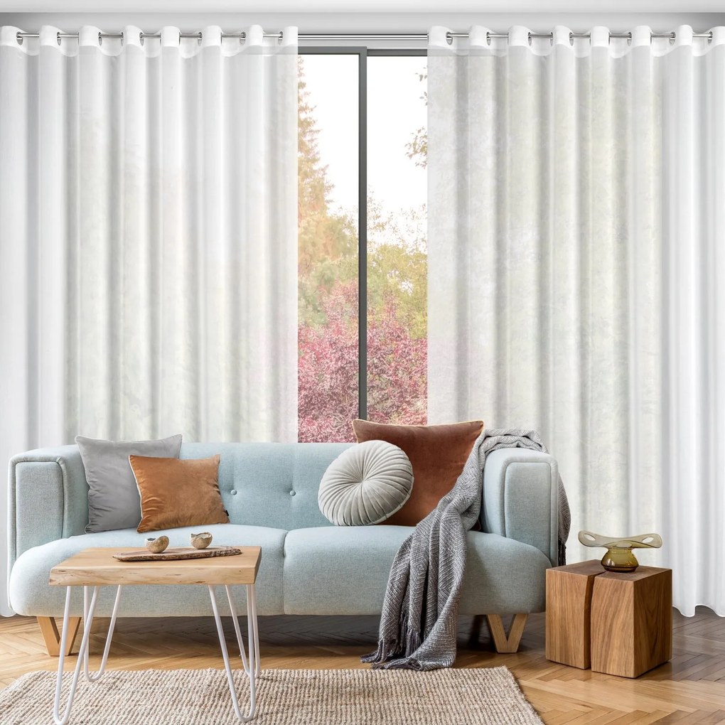 ZÁCLONA NA KROUŽCÍCH TIRSA 300X250 CM BÍLÁ