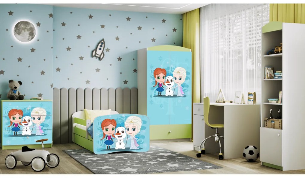 Dětská postel Babydreams Sněhové princezny zelená