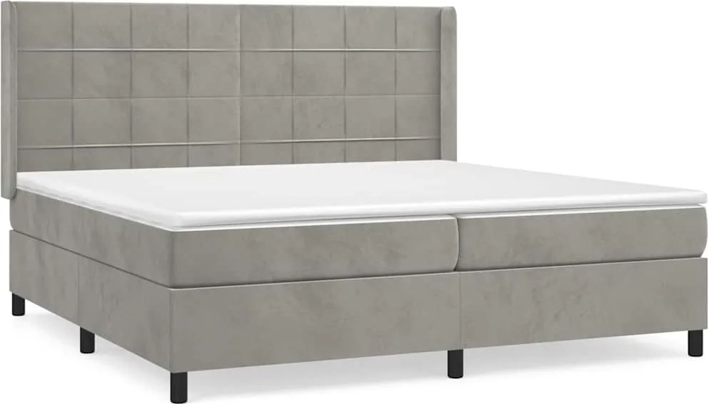 Box spring postel s matrací světle šedá 200x200 cm samet 3132699