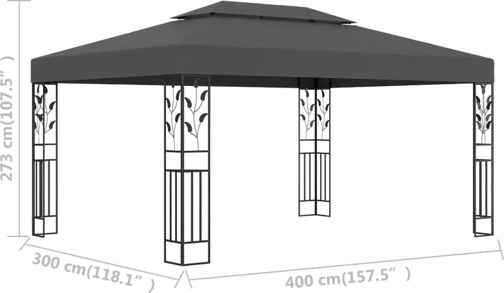 vidaXL Altán s dvojitou střechou 3 x 4 m [48031] Barva: Bílá