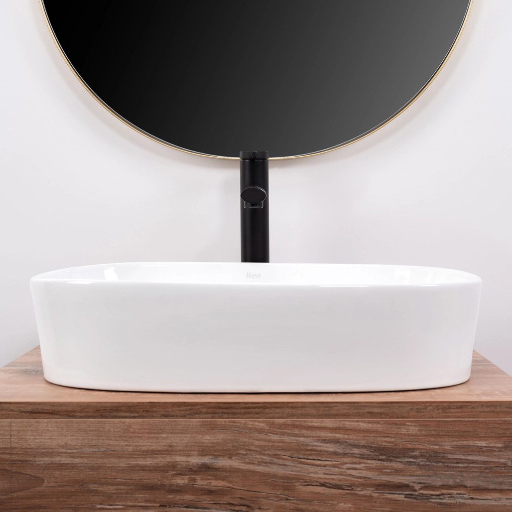 Rea Angie, umyvadlo na desku 520x375x120 mm, bílá lesklá, REA-U4121