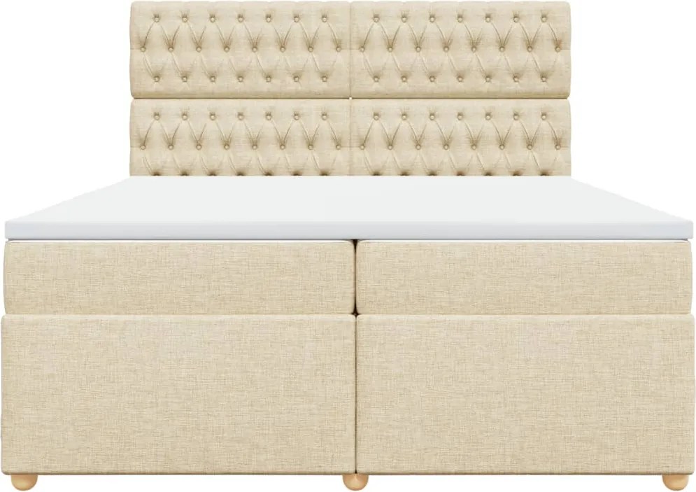Box spring postel s matrací krémová 200x200 cm textil 3293699
