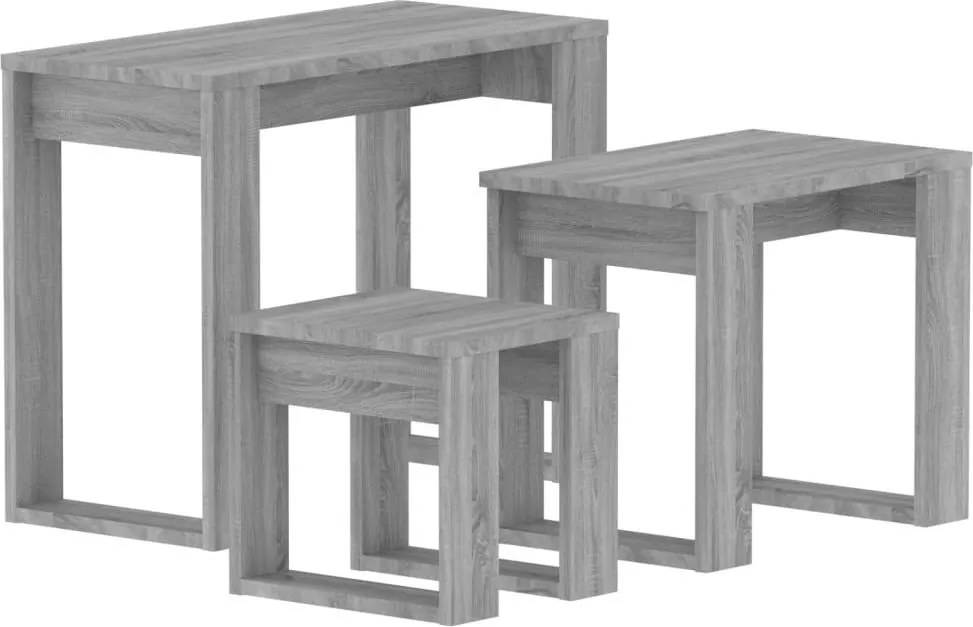 vidaXL Hnízdové stolky 3 ks kompozitní dřevo [815223] Barva: šedá sonoma