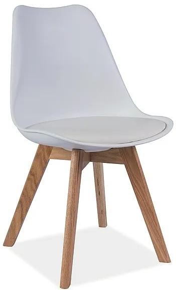 Jídelní židle Kris, plast a ekokůže bílá, podnož buk