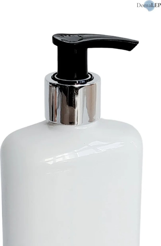 Dávkovač na mýdlo 250 ml bílý s černo-stříbrnou pumpičkou LIMA